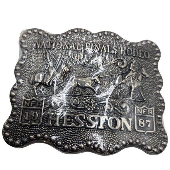 Hesston | Accessories | 987 National Finals Rodeo Belt Buckle Nos Team ...